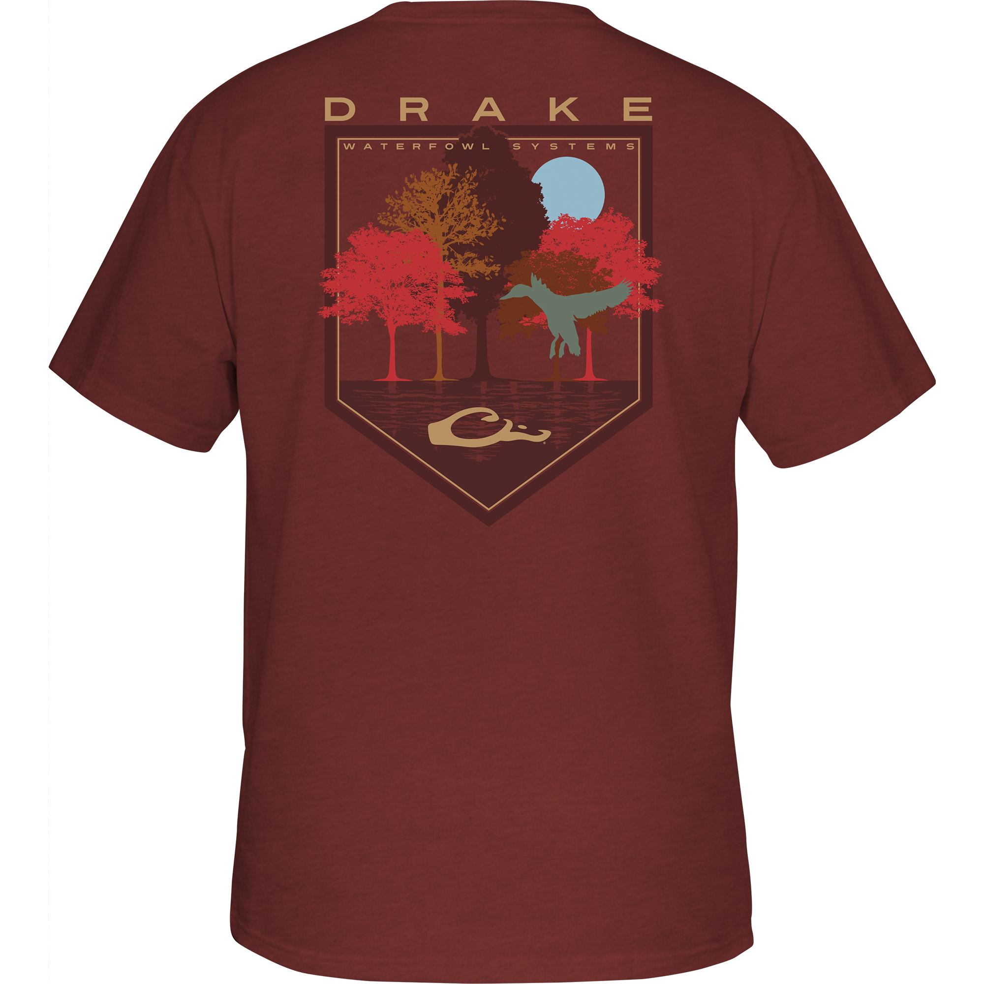 Drake Waterfowl Tall Oak Graphic Tee - Barn Red Dark Heather / Small