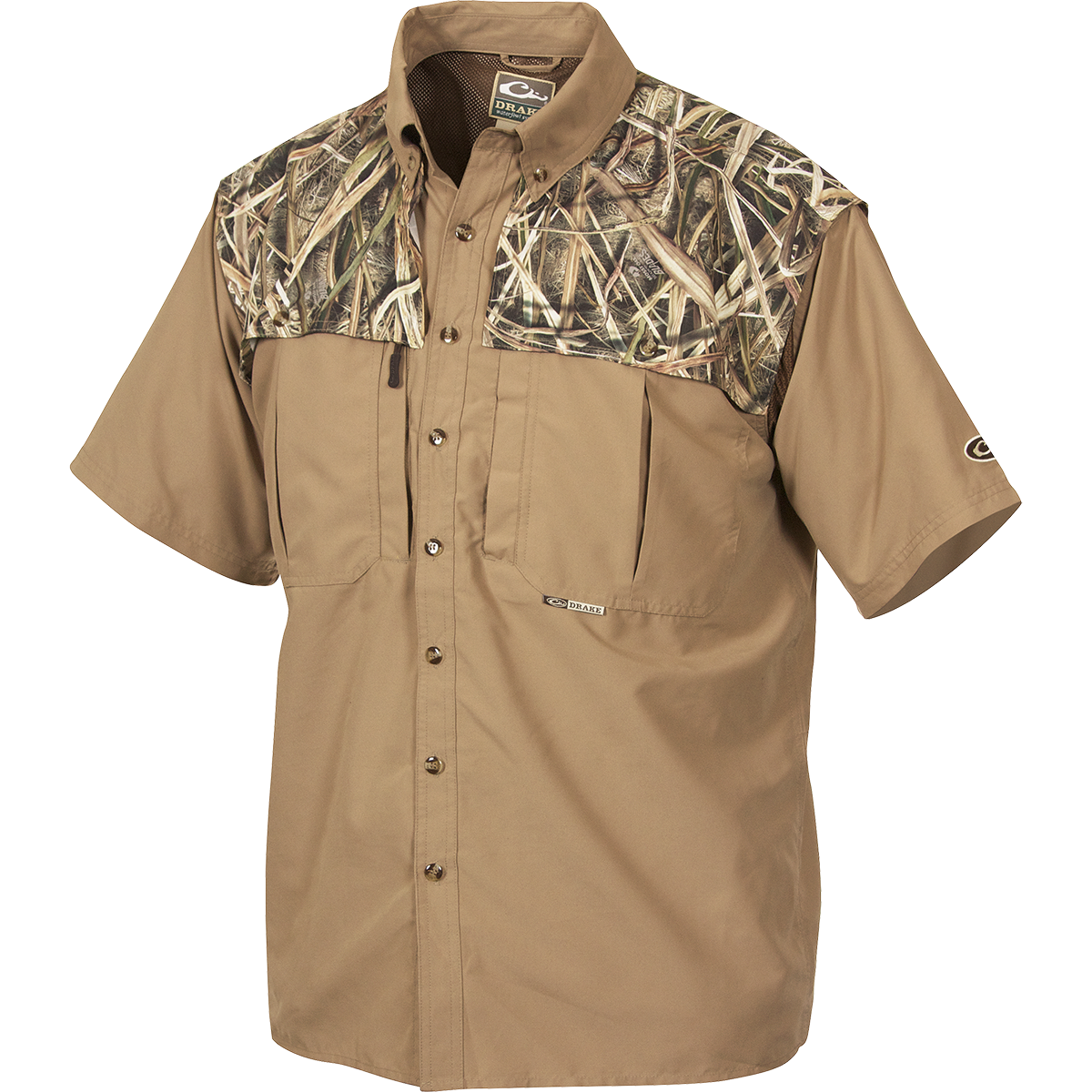 Drake Waterfowl Camo Wingshooter's Short Sleeve Shirt - Mossy Oak ...