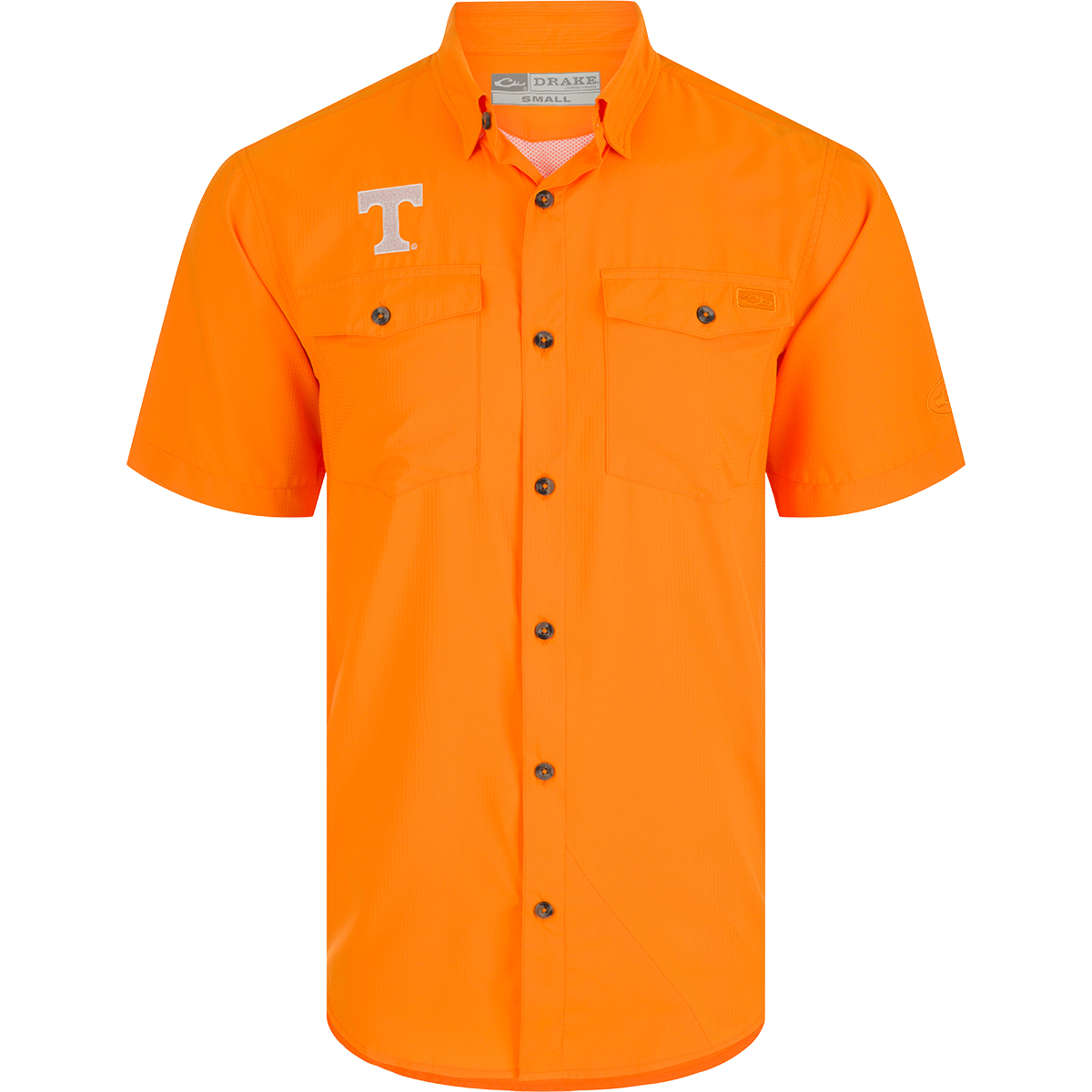 Drake Waterfowl Tennessee Frat Dobby Short Sleeve Shirt - Orange / Small