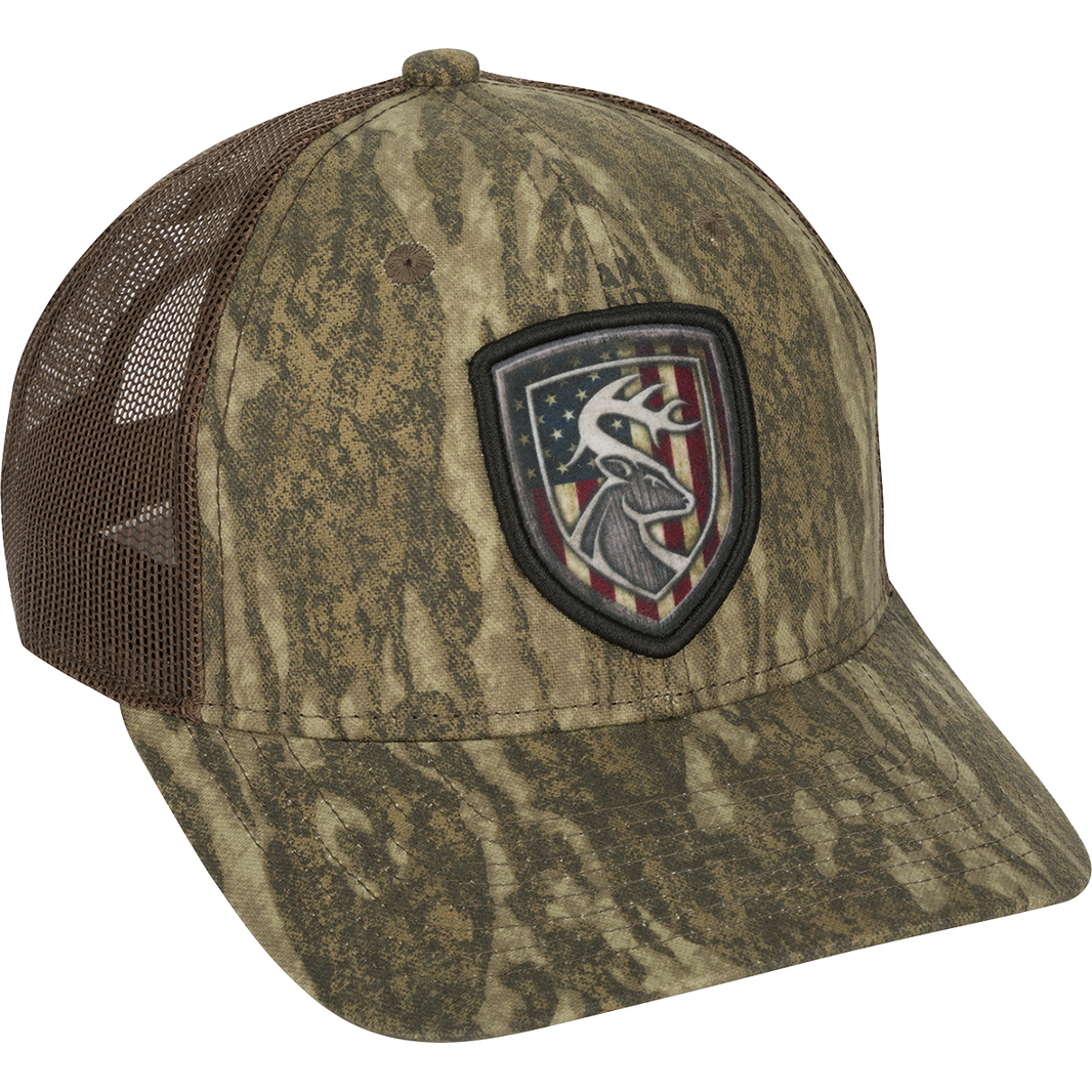 The Americana Shield Patch Mesh-Back Cap is made with 100% cotton twill ...