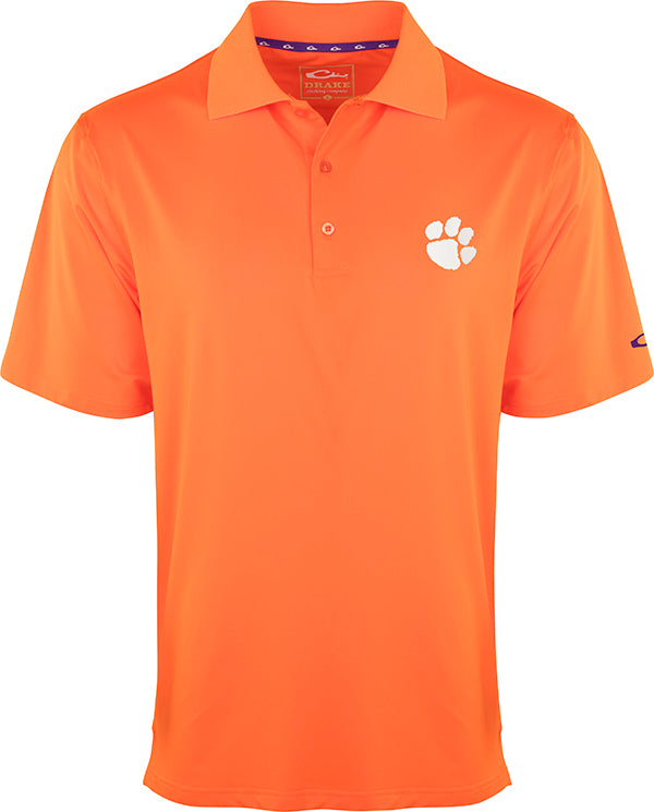 Clemson Performance Stretch Polo by Drake - Orange / Small
