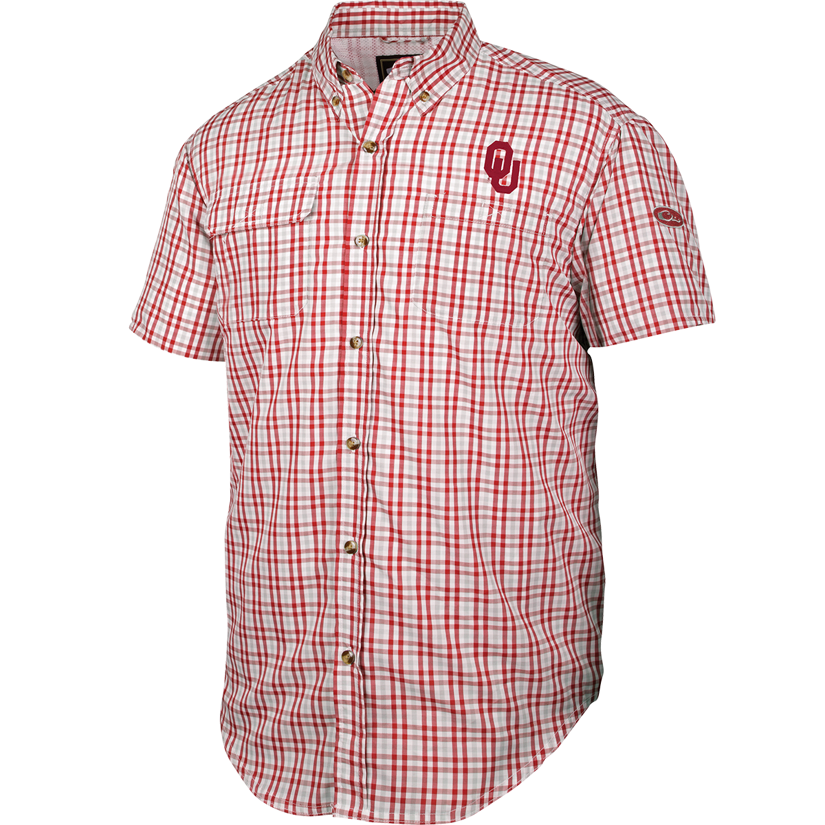 Drake Oklahoma Gingham Plaid Wingshooter Shirt - Crimson/Grey / Small