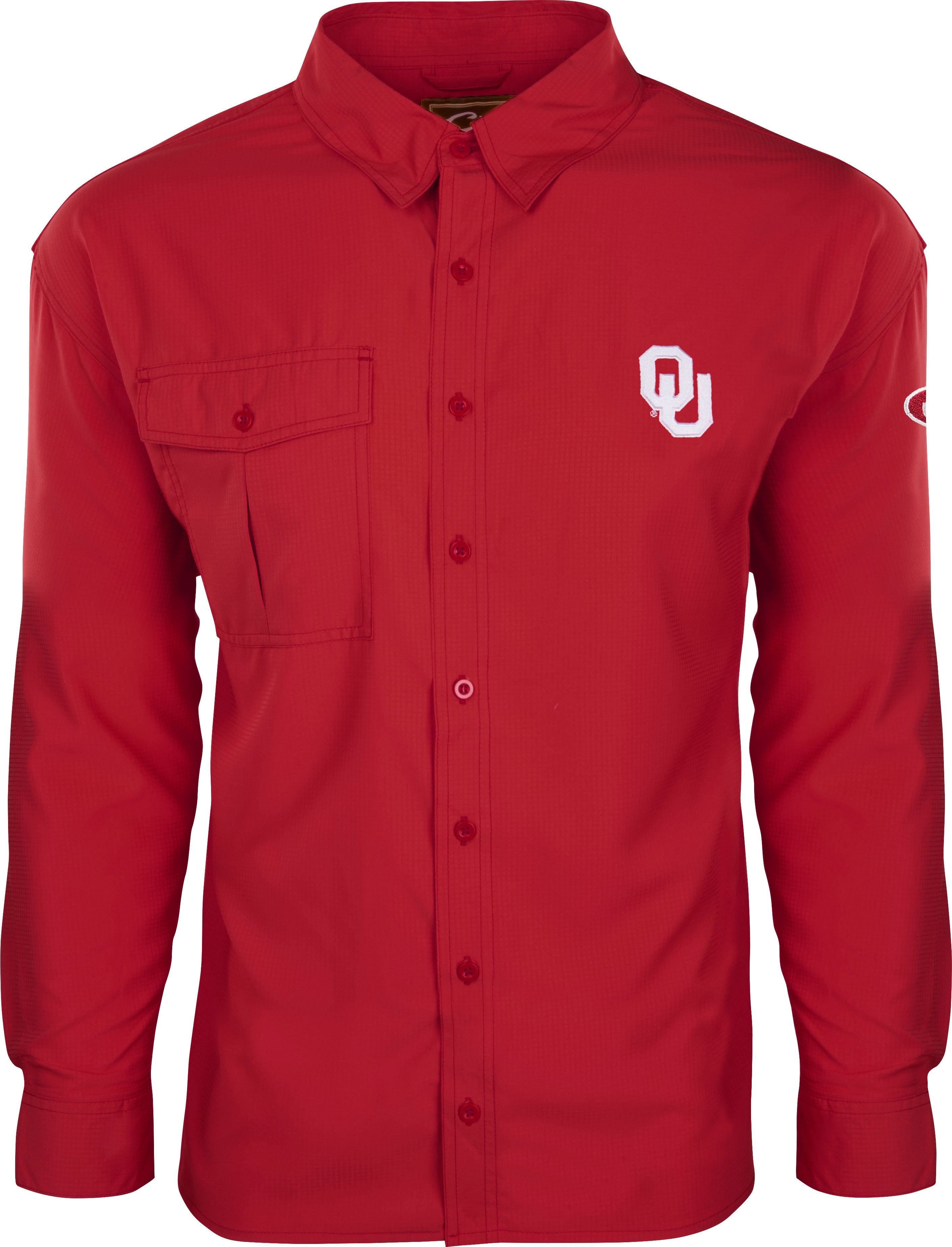 Drake Oklahoma Flyweight Long Sleeve Shirt - Crimson / Small