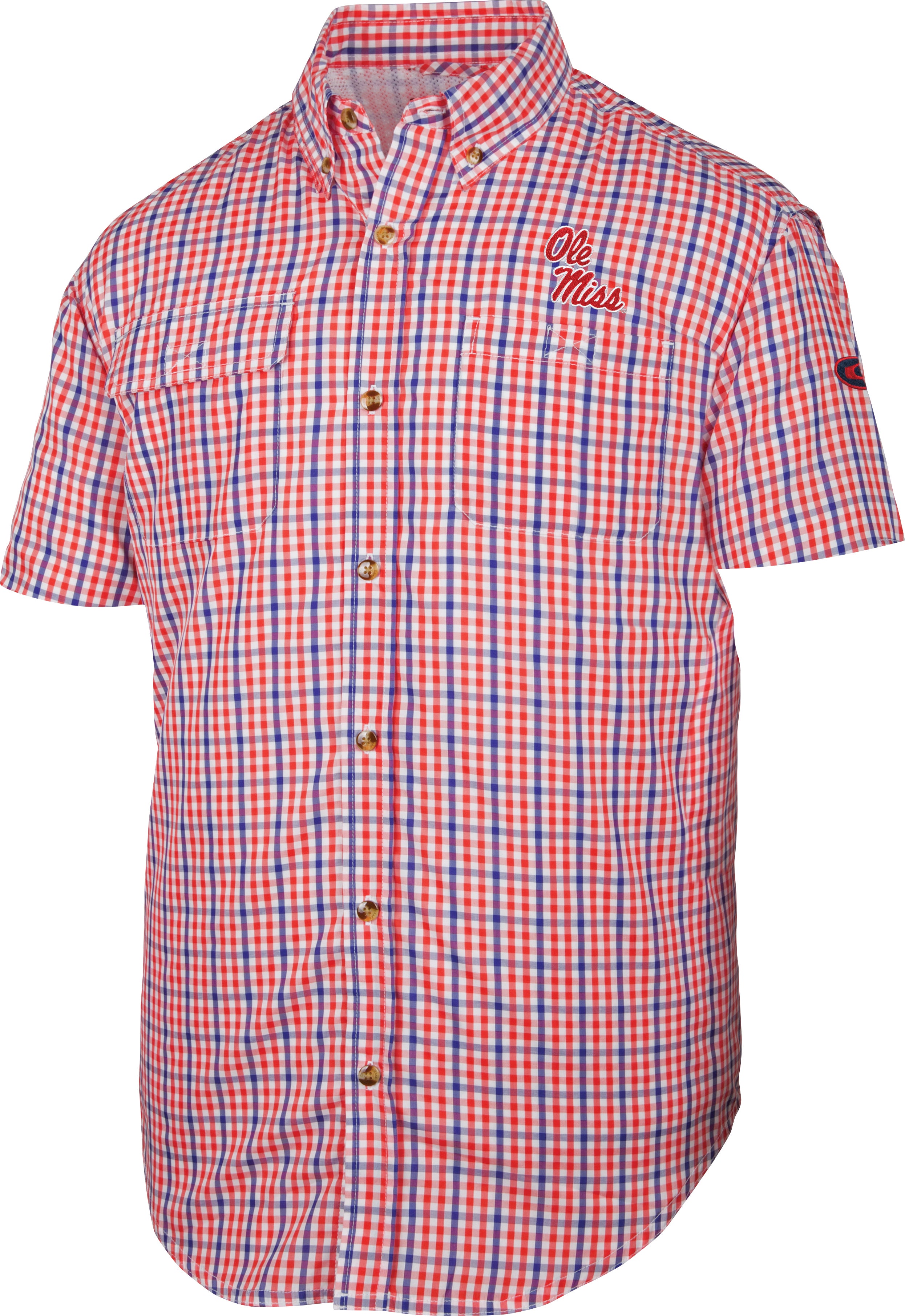 Drake Ole Miss Gingham Plaid Wingshooter's Shirt - Navy/Red / Small